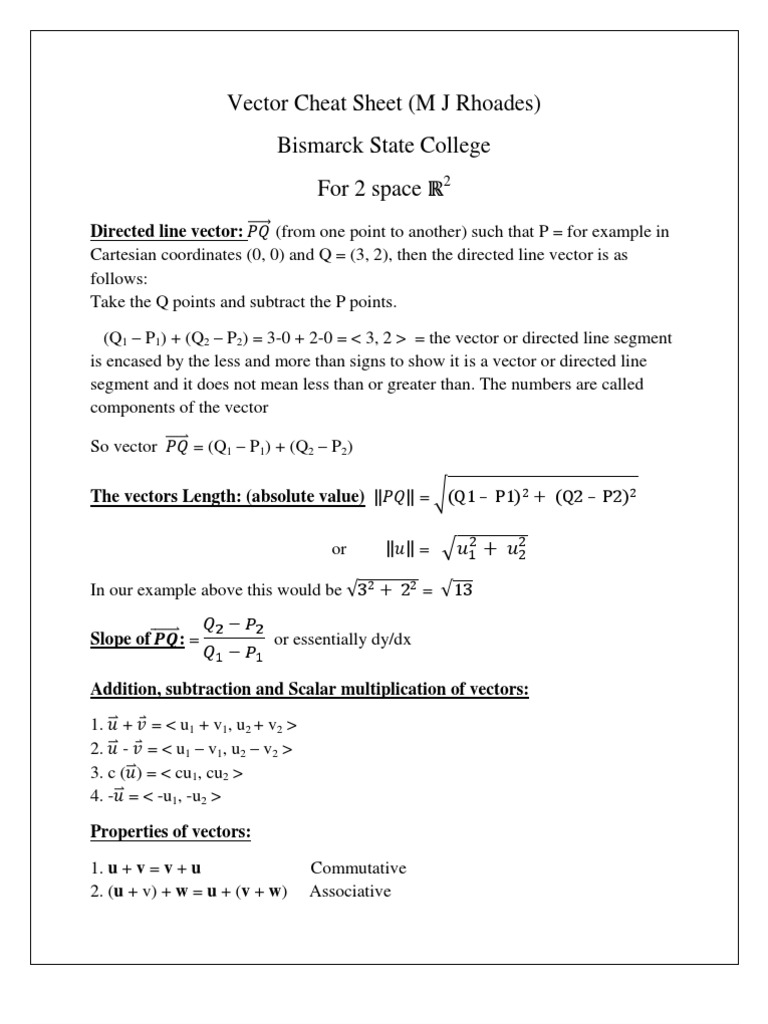 Multivariable Calculus Cheat Sheet