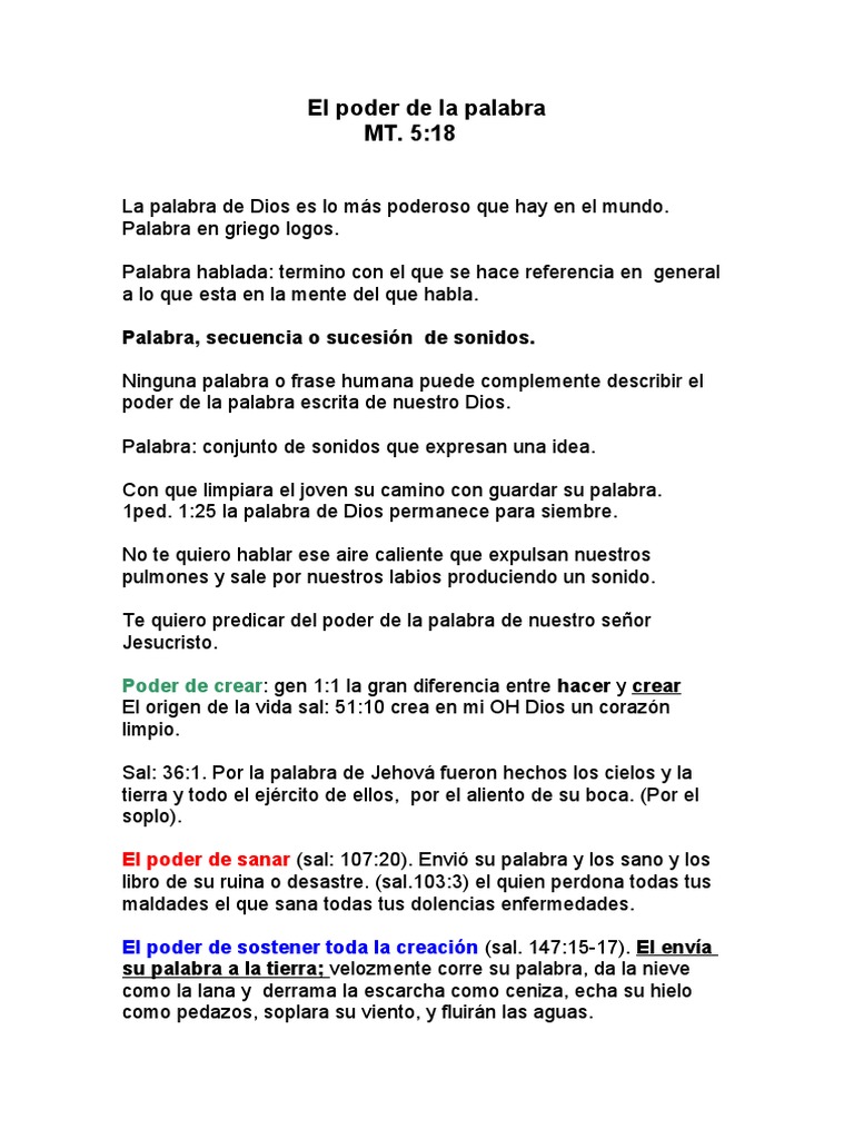 El Poder de La Palabra | PDF | Jesús | Cristo (título)