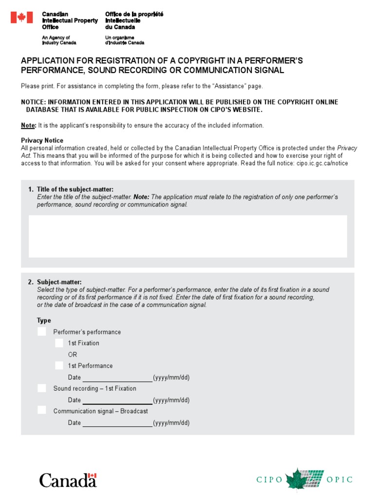 Copyright Registration Application Form | PDF | Copyright | Mail