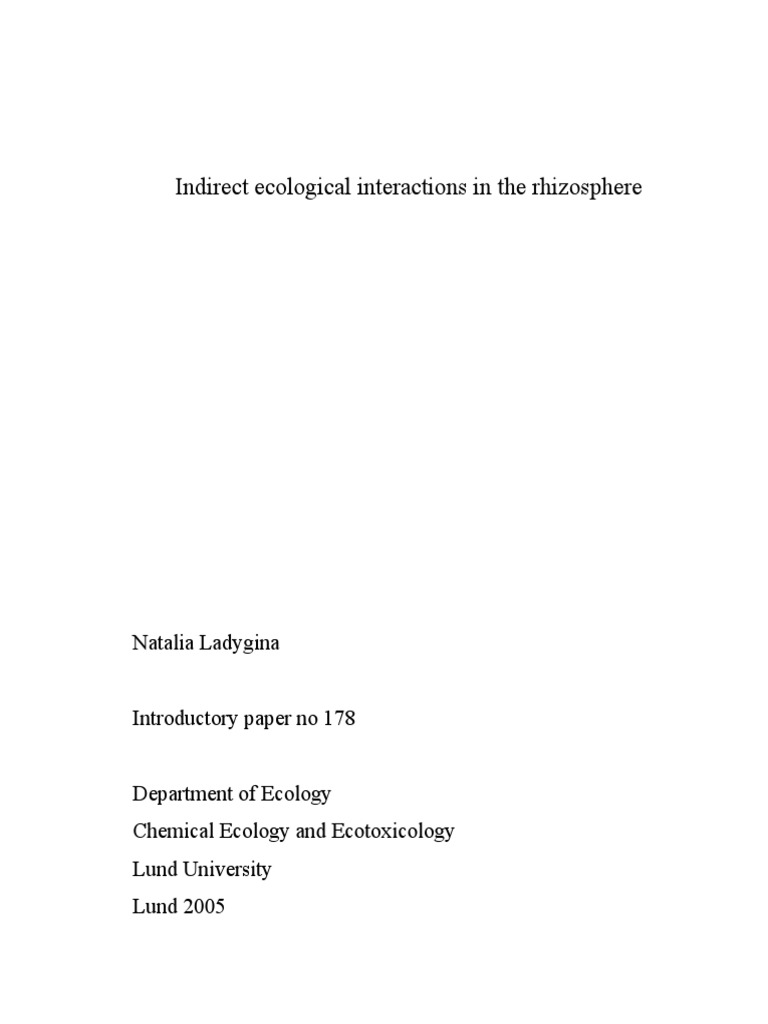 Articulo 1 Indirect Ecological Interactions in The Rhizosphere PDF ...