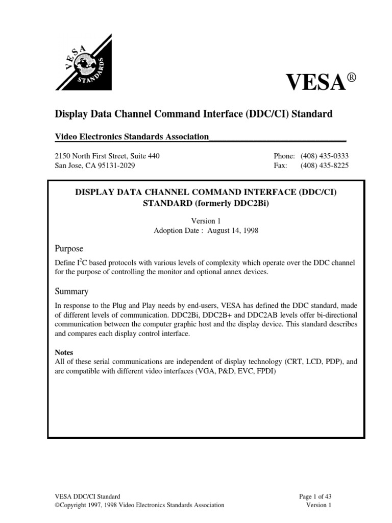 Display Data Channel Command Interface (DDC/CI) Standard | PDF | Electrical Engineering ...