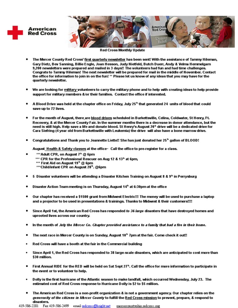 Newsletter July | PDF | American Red Cross | Blood Donation