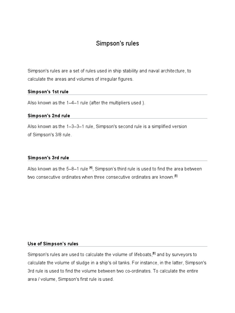 Simpson's Rules | PDF | Area | Ships