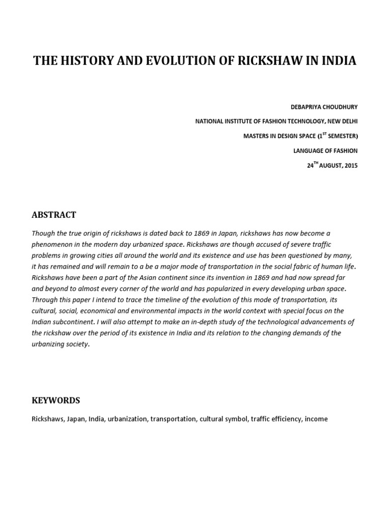 The History and Evolution of Rickshaw in PDF | PDF | Human Powered ...