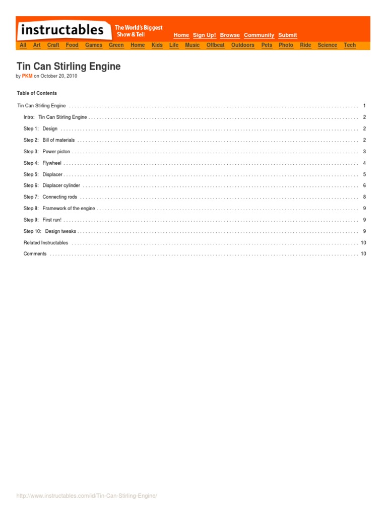 Tin Can Stirling Engine | PDF | Cogeneration | Machines