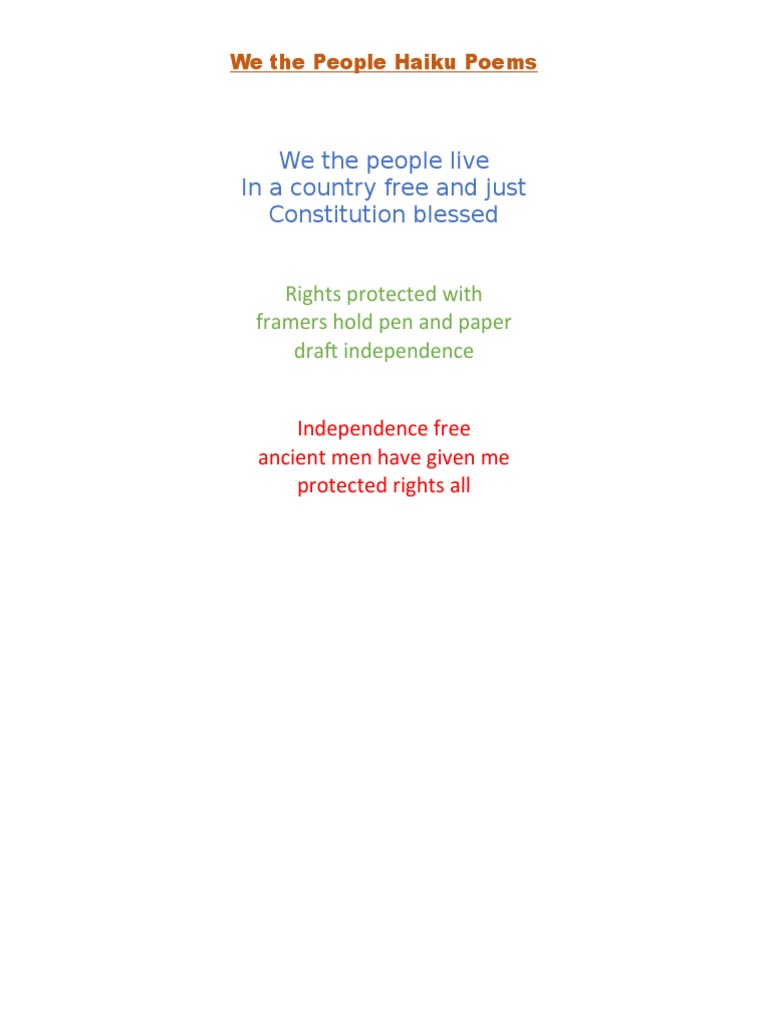 We The People Live in A Country Free and Just Constitution Blessed | PDF