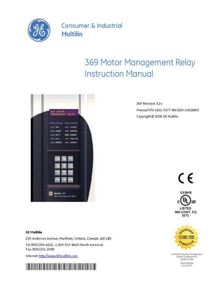Manual Multilin 369 | PDF | Relay | Electric Motor