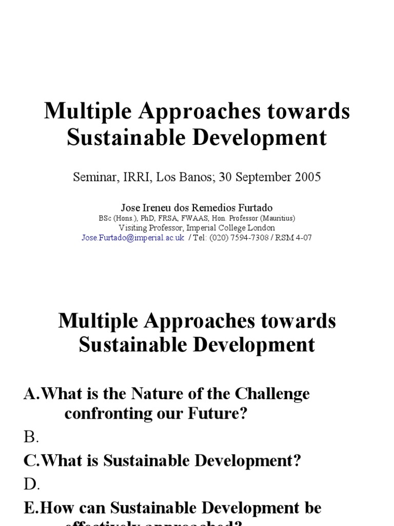 Multiple Approaches Towards Sustainable Development | PDF | Millennium ...