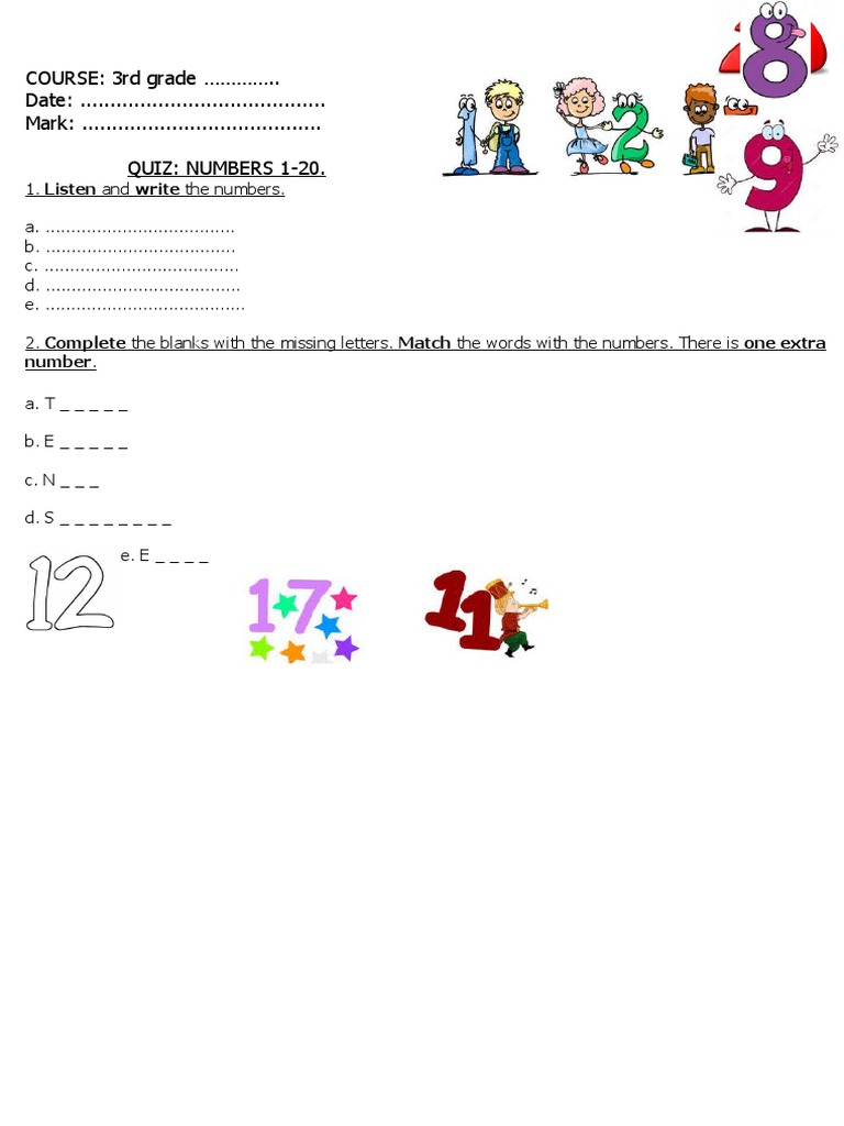 COURSE: 3rd Grade .. Date ...