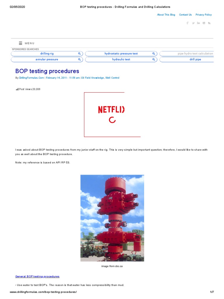 BOP Testing Procedures - Drilling Formulas and Drilling Calculations ...