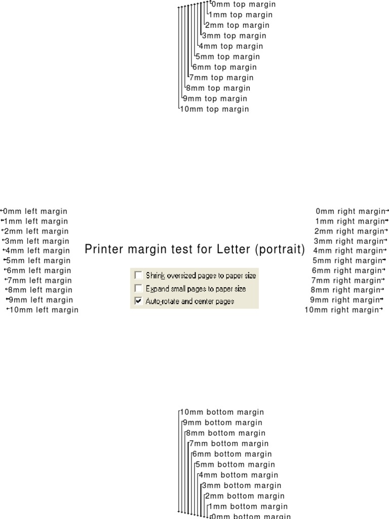 Printer Margin Test For Letter (Portrait) | PDF