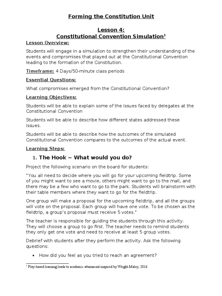Lesson 4 Constitutional Convention Simulation | PDF | Constitutional ...