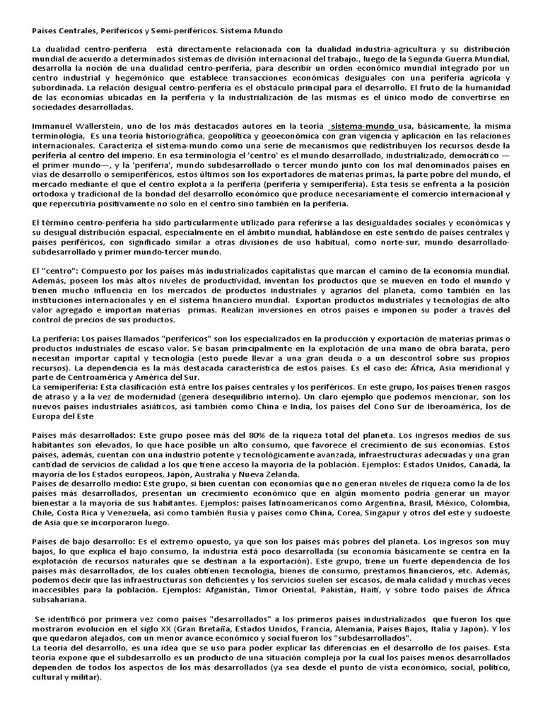 Paises Centrales y Perifericos | Descargar gratis PDF | Teoría de ...