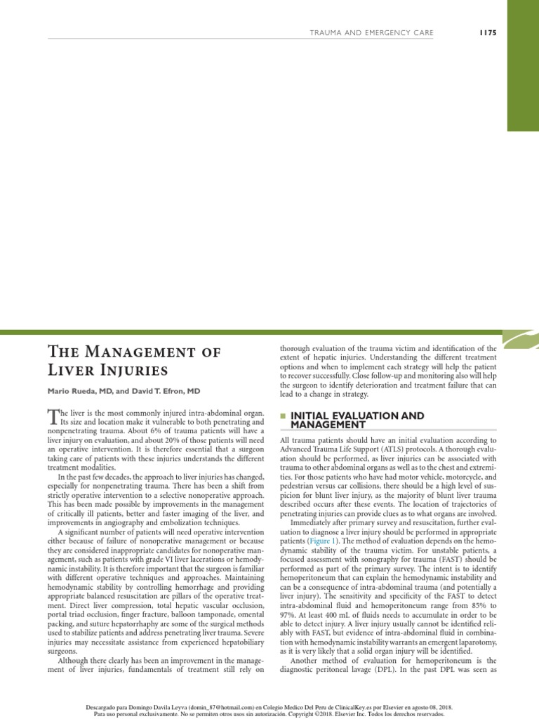 The Management of Liver Injuries: Mario Rueda, MD, and David T. Efron ...