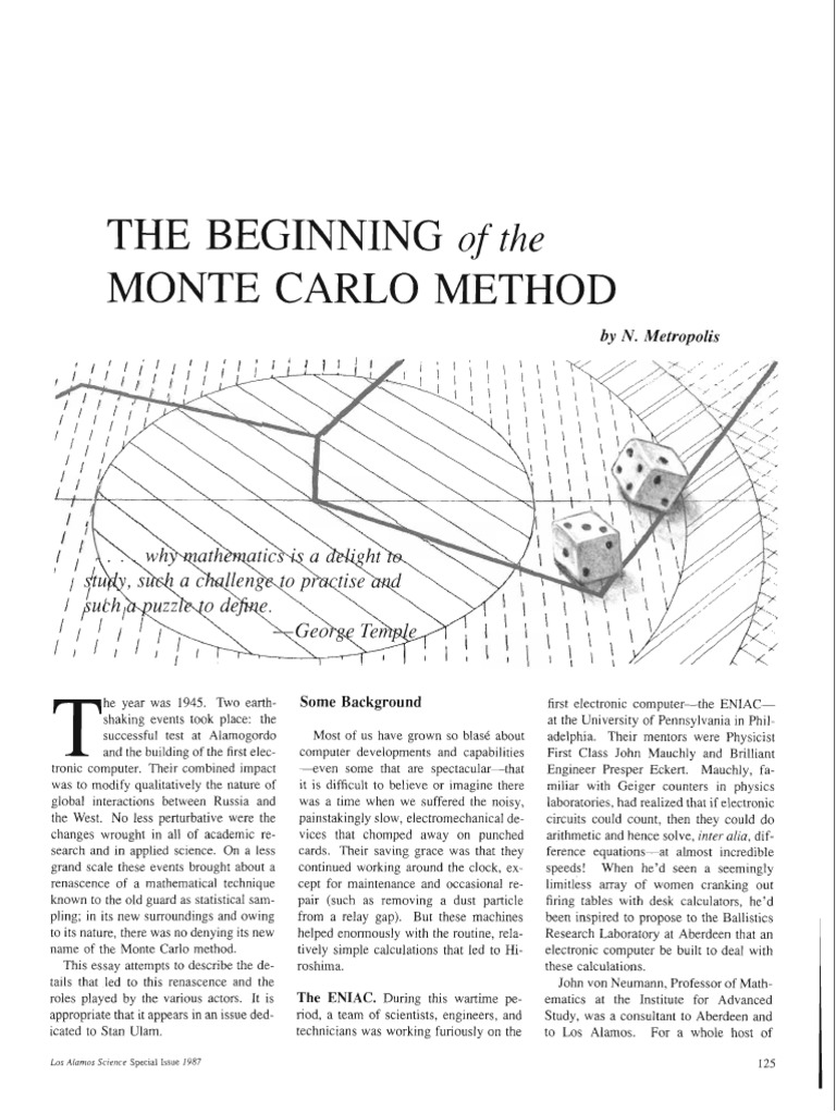 The Birth of the Monte Carlo Method: Stanislaw Ulam's Insight Sparks a Computational Revolution ...