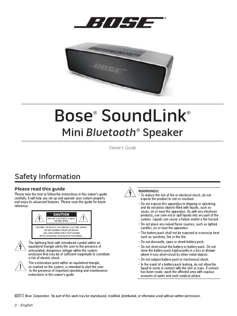 Bose Soundlink: Mini Bluetooth Speaker | PDF