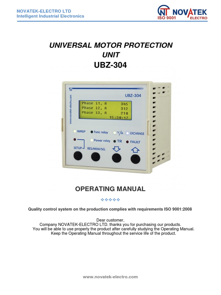 Universal Motor Protection Unit: Operating Manual | PDF | Electric ...