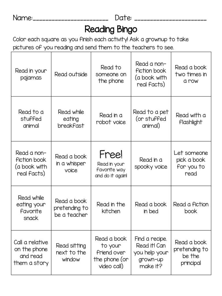 Reading Bingo | PDF | Books