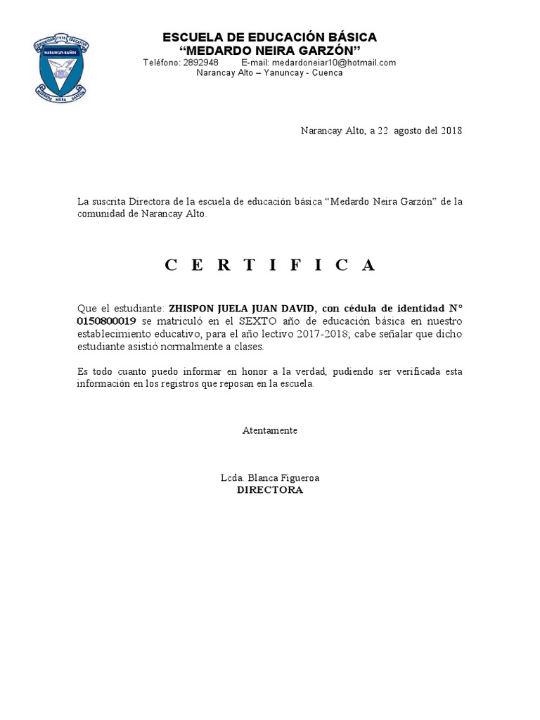 Certificados de Matricula | PDF | Educación primaria | Etapas educativas