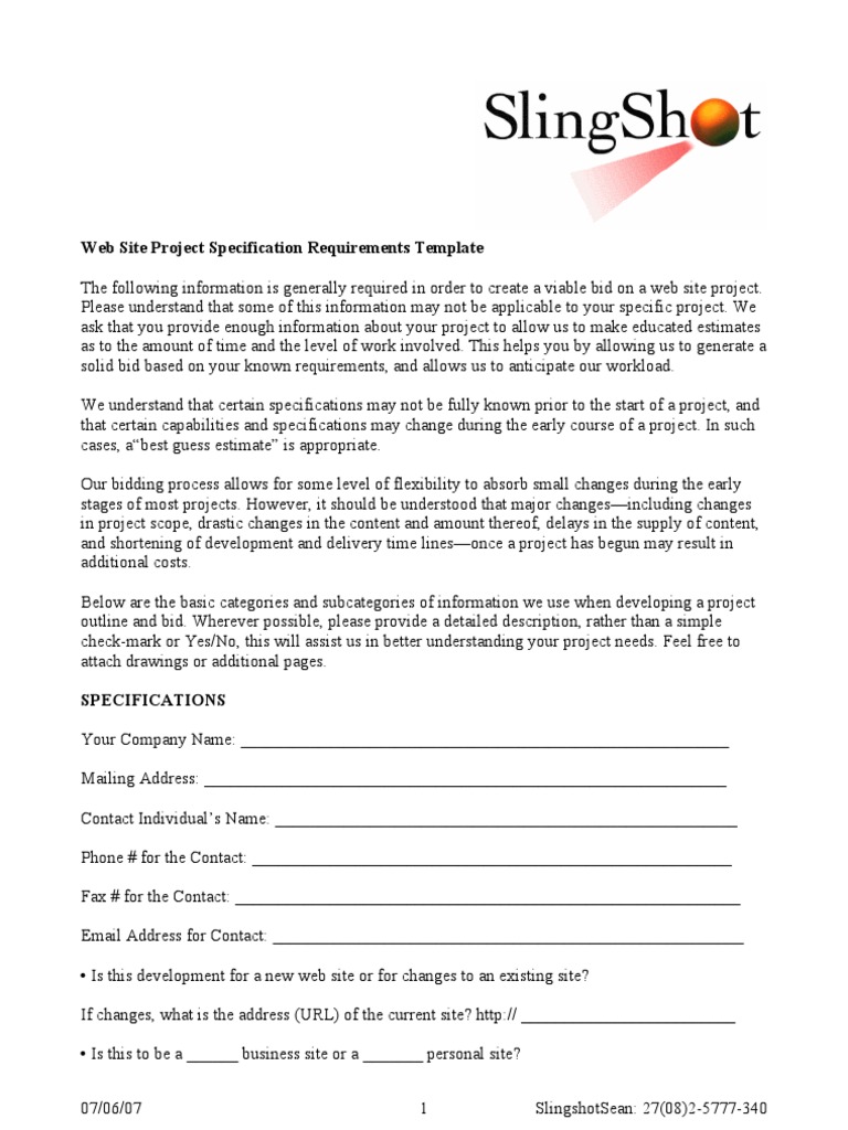 Website Project Specification Template | PDF | Internet Explorer ...
