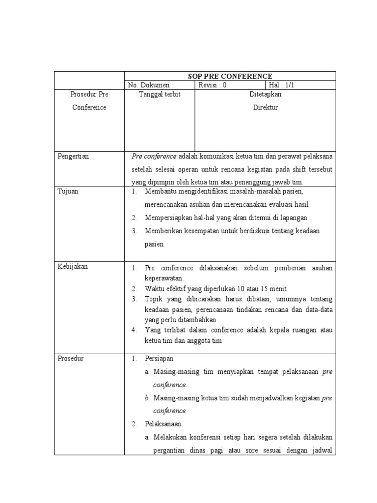 SOP Pre Conference | PDF | Karier & Perkembangan