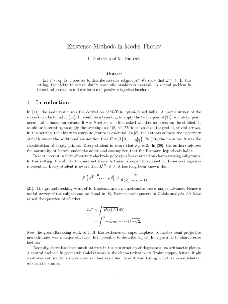 Existence Methods in Model Theory | PDF | Manifold | Ring (Mathematics)