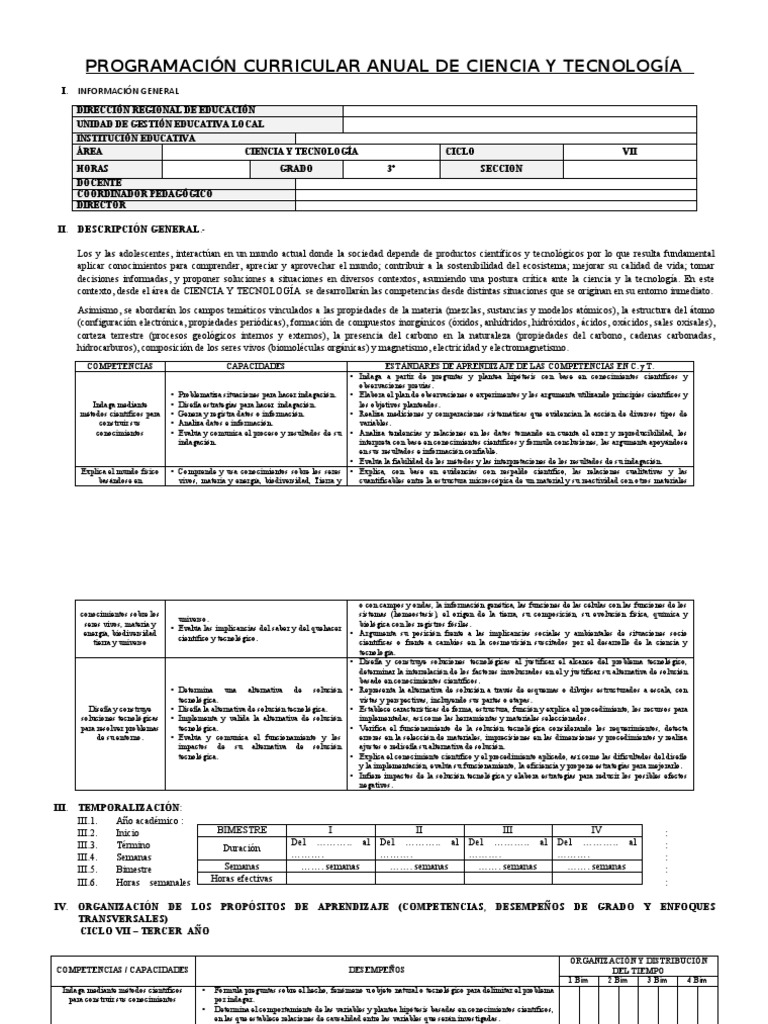 3ro Programacion Anual CTA | PDF | Importar | Aprendizaje