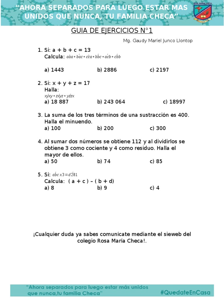 Operaciones en Z Guia de Ejercicios | PDF