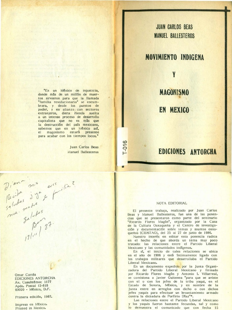 Beas y Ballesteros Movimiento Indigena y Magonismo 19871 | PDF | México