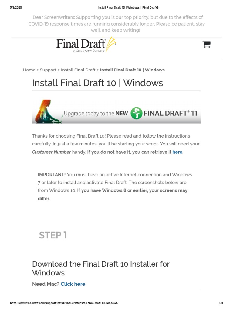 Install Final Draft 10 - Windows - Final Draft® | PDF | System Software ...