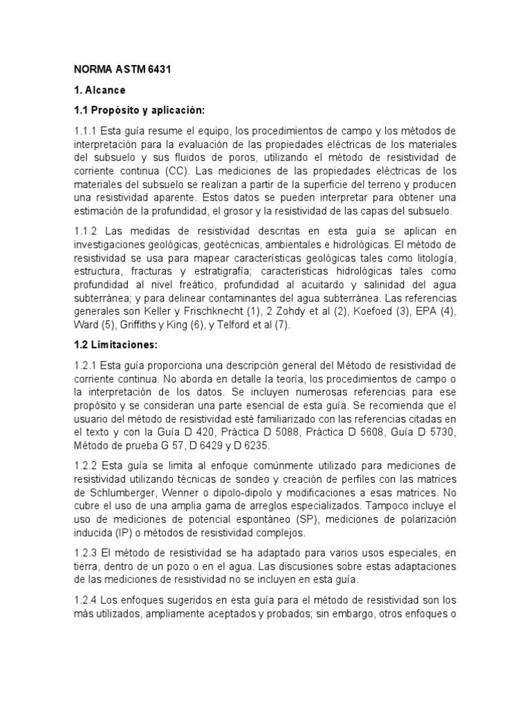 Norma ASTM D6431: Medición de Resistividad | PDF | Corriente eléctrica ...