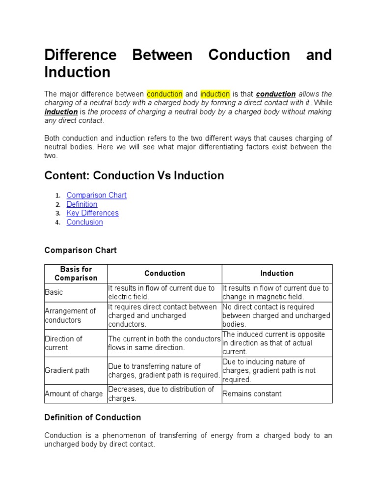 Difference Between Conduction and Induction | PDF | Magnetic Field ...