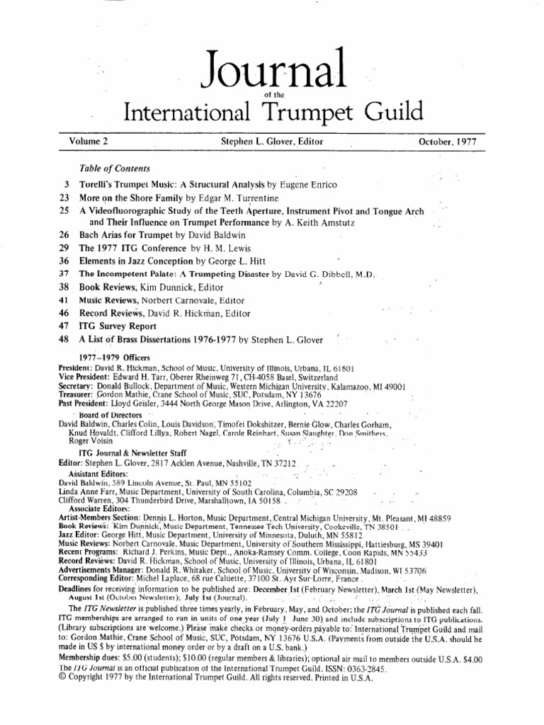 Journal: International Trumpet Guild | PDF | Violin | Orchestras