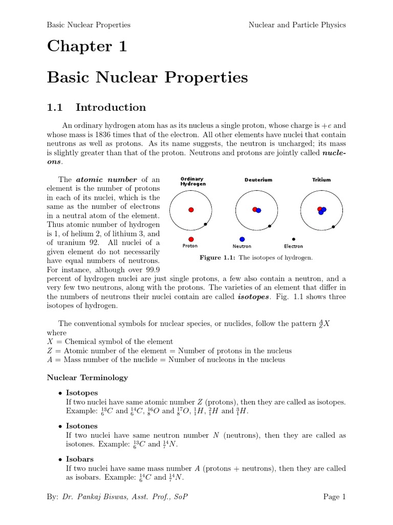 Revision Notes - Basic Nuclear Properties | PDF | Atomic Nucleus ...