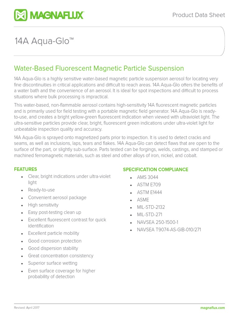 14A Aqua-Glo™: Water-Based Fluorescent Magnetic Particle Suspension ...