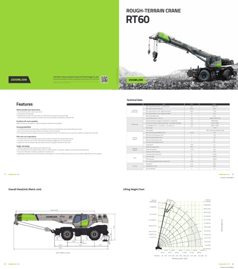 Zoomlion Rough Terrain Cranes Spec 6f2538 PDF | PDF | Crane (Machine ...