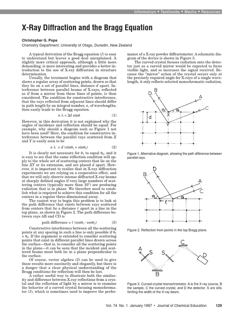 X-Ray Diffraction and The Bragg Equation | PDF | X Ray Crystallography ...