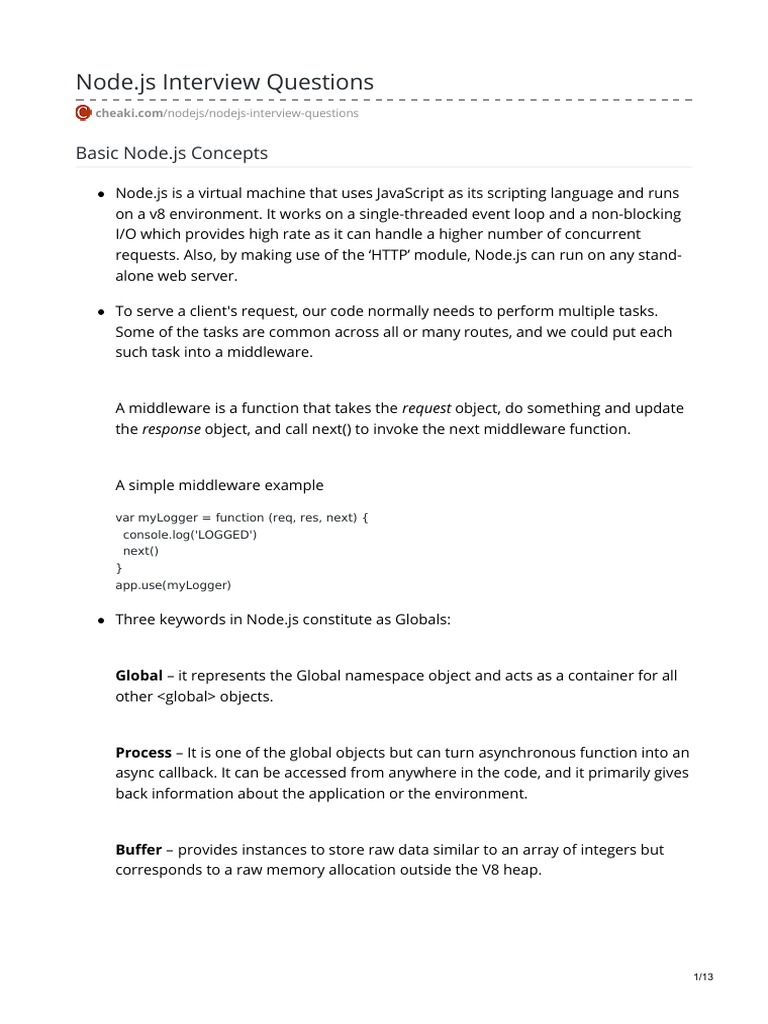 Nodejs Interview Questions | PDF | Subroutine | Scope (Computer Science) Nodejs Interview Questions | PDF | Subroutine | Scope (Computer Science)