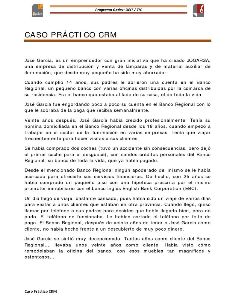 Caso PR Ctico CRM JO 3 | PDF | Hipoteca Comercial | Finanzas y administración del dinero