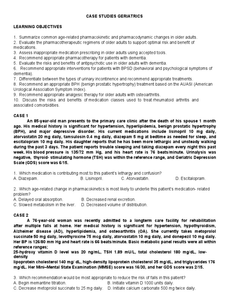 Case Study On Geriatrics | PDF | Dementia | Rheumatoid Arthritis