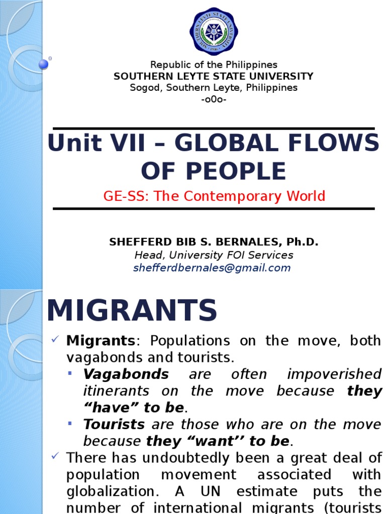 Unit Vii - Global Flows of People: GE-SS: The Contemporary World | PDF ...
