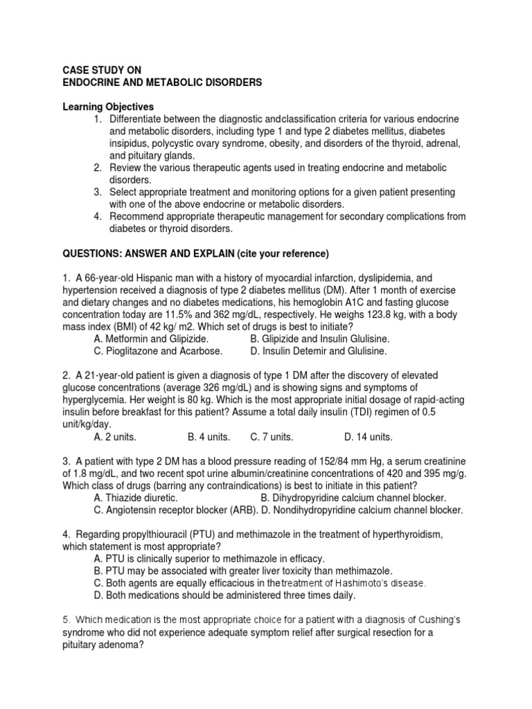 Case Study On Endocrine and Metabolic Disorders PDF | PDF | Diabetes ...