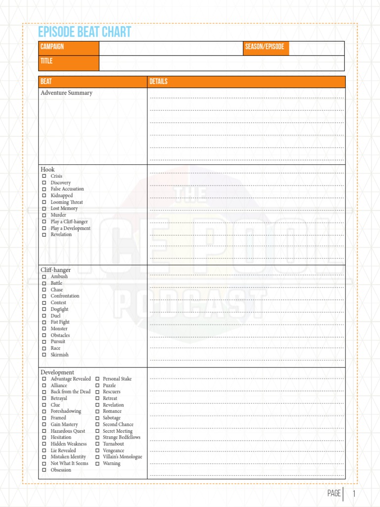 Episode Beat Chart: Campaign Season/episode Title | PDF