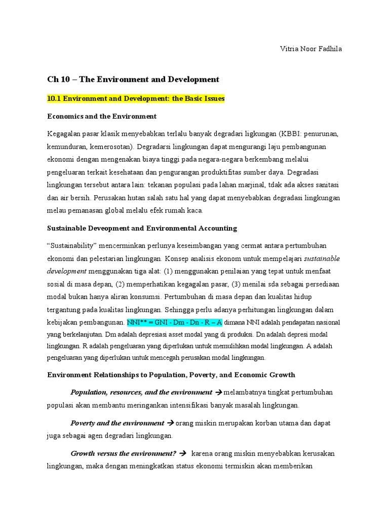 The Environment and Development Todaro | PDF