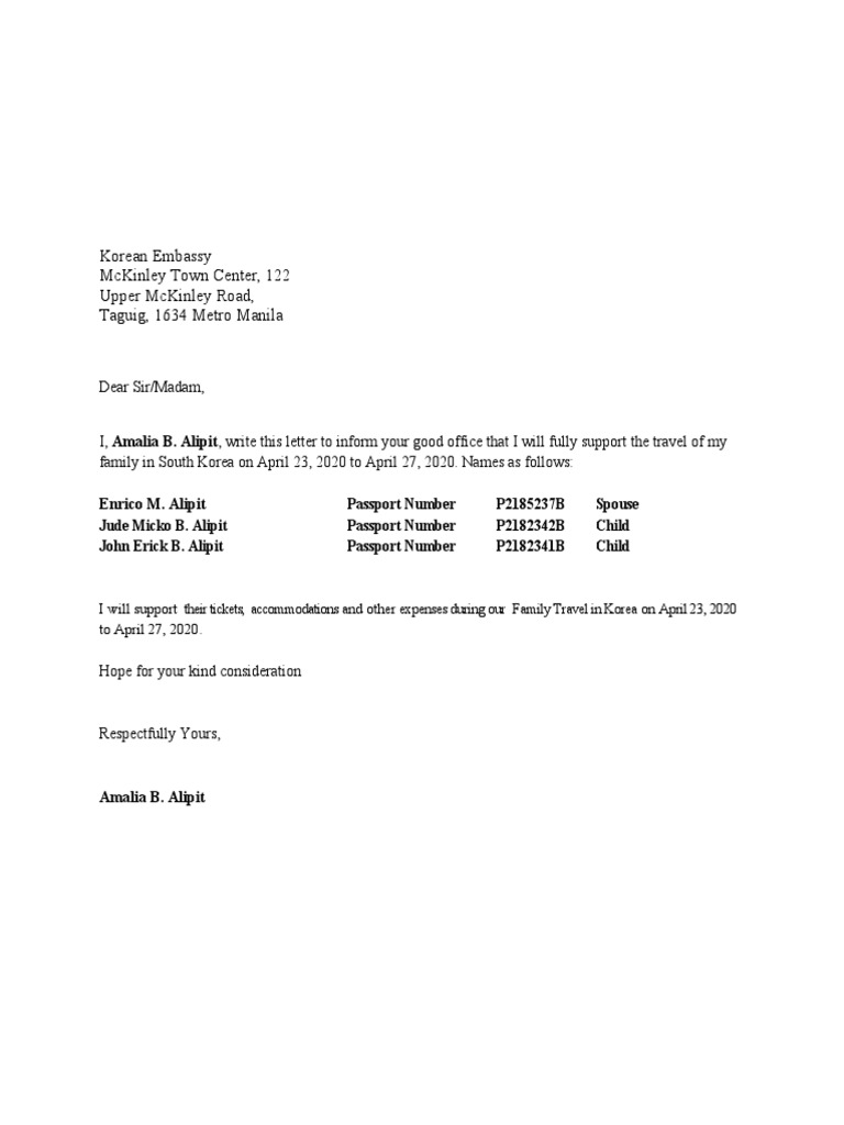 Letter of Support Sample | PDF