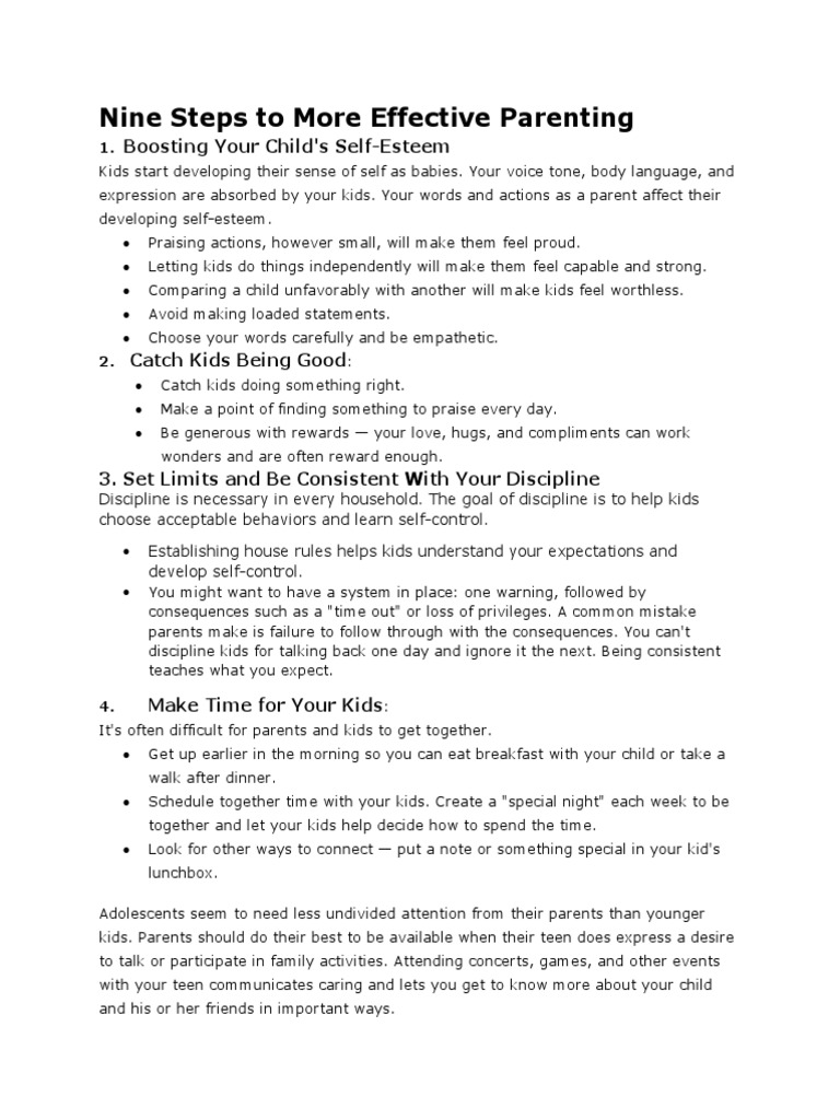 Nine Steps To More Effective Parenting | PDF | Parenting | Relationships
