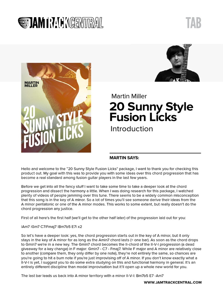 20 Sunny Style Fusion Licks: Martin Miller | PDF