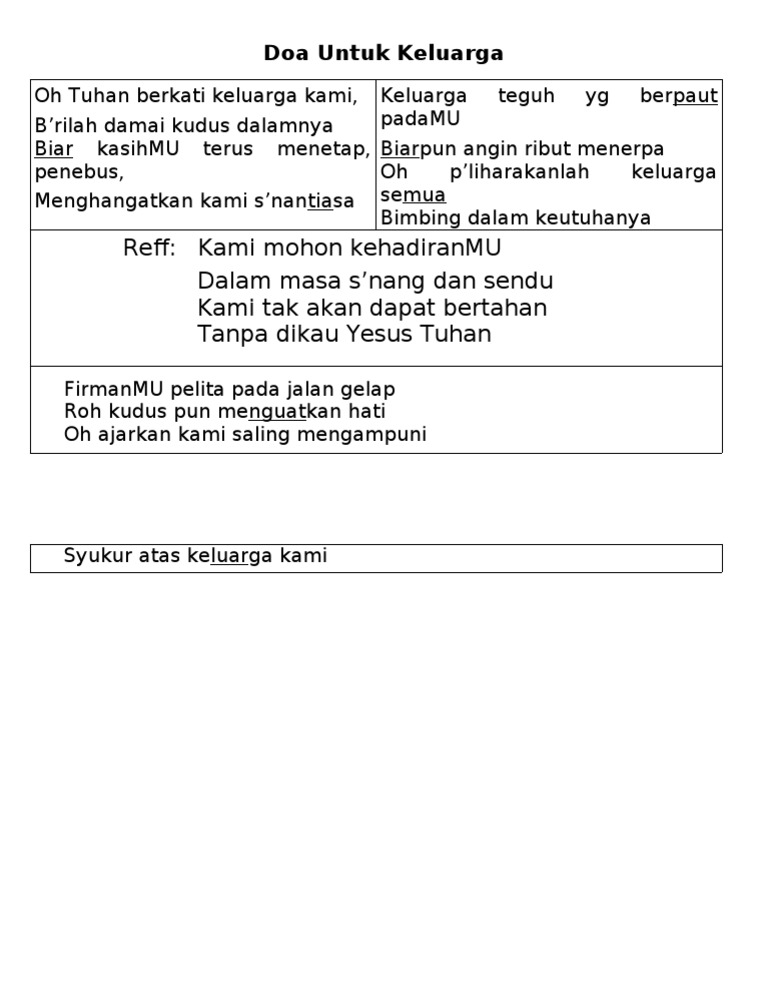 Doa Untuk Keluarga Pdf