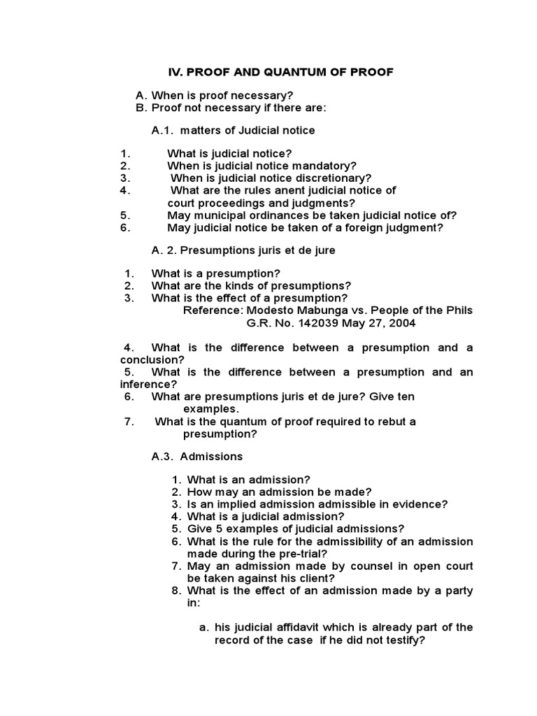 Iv. Proof and Quantum of Proof | Download Free PDF | Evidence (Law ...