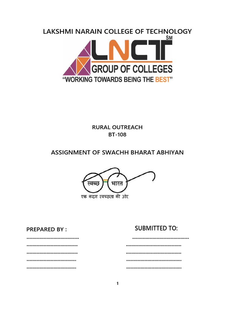 Lakshmi Narain College of Technology: Assignment of Swachh Bharat ...
